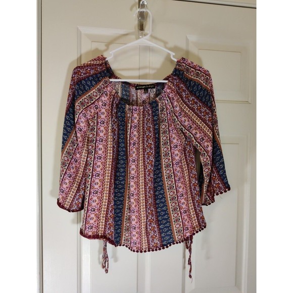 always indigo | Tops | Always Indigo Peasant Top Women Waist Side Ties ...